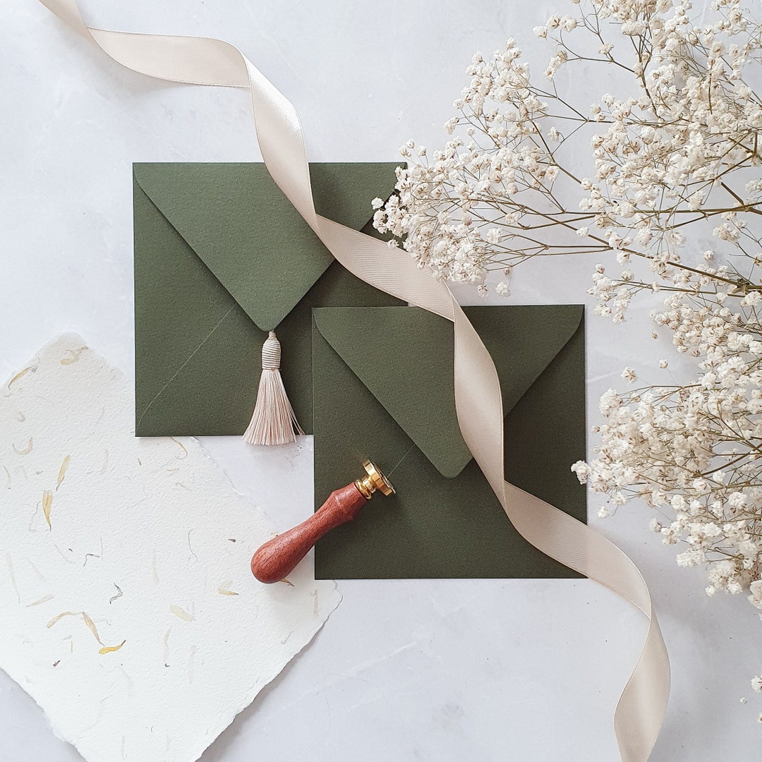 Olive Envelope Greenery Invitation Envelope Minimalist Wedding ...