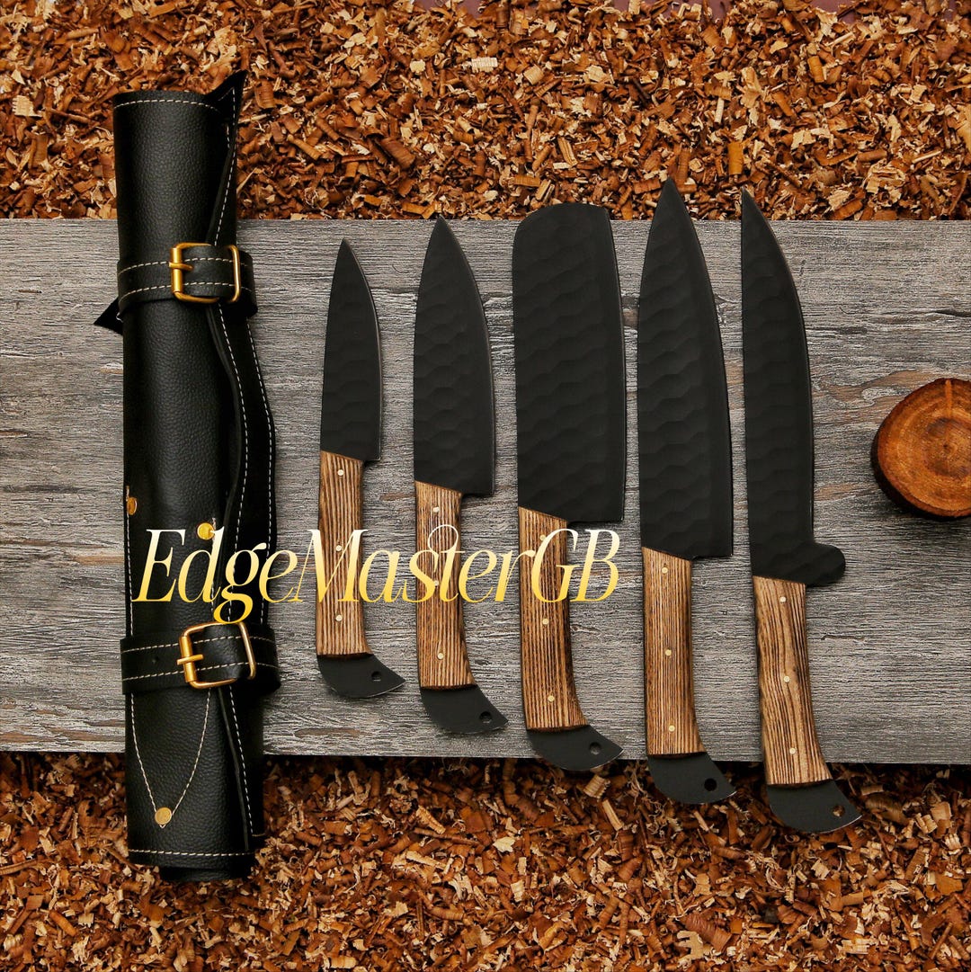 Handmade Ash Wood Chef Knife Set | 5-piece | Sharp Professional Kitchen ...