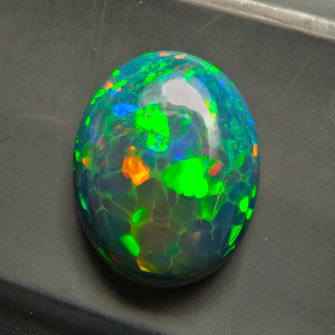 AAA Grade Ethiopian Fire Honeycomb Opal Cabochon 14 CT Vibrant Lash ...