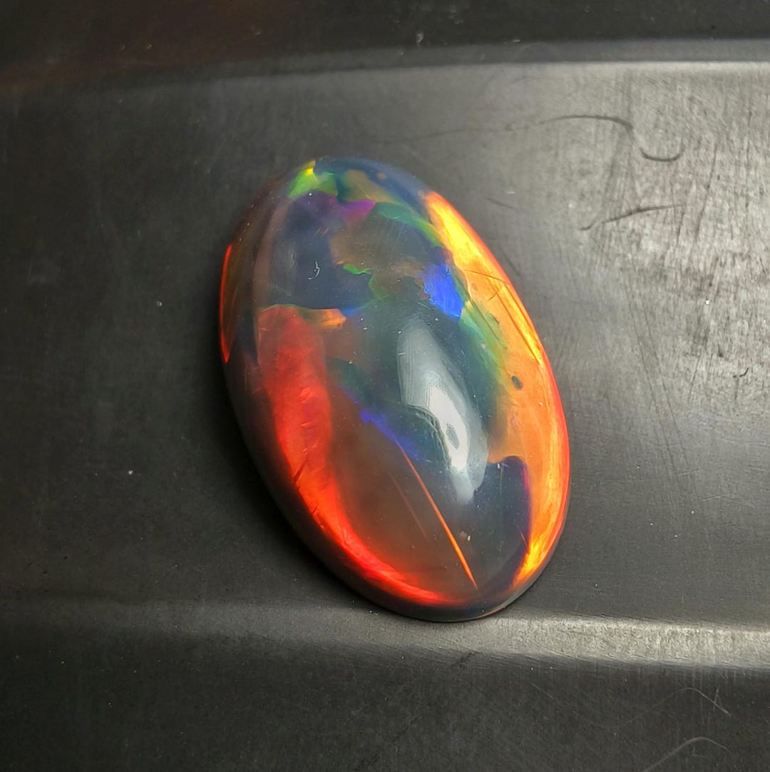 14.20 CT/ AAA Quality Black Opal/ Oval Shape Smooth Opal/ Natural ...