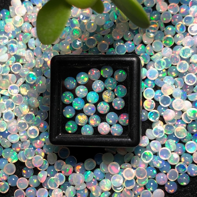 Ethiopian Fire Opal Loose Round Shape Cabochon Opal Lot 3mm 4mm 5mm 6mm ...