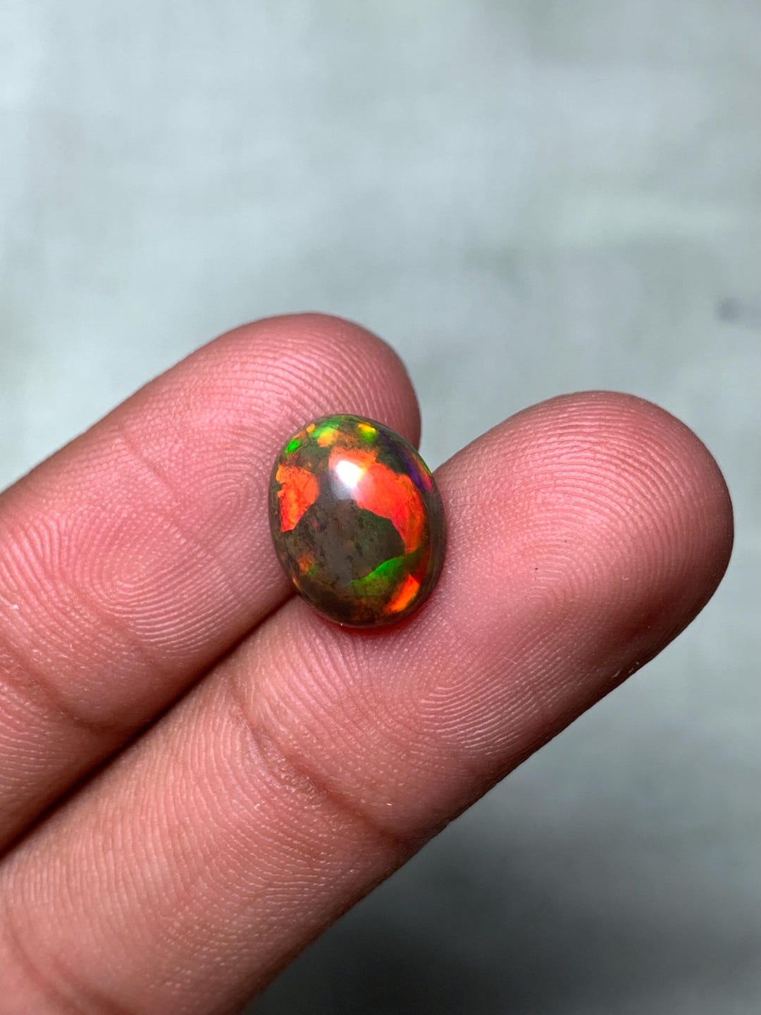 Beautiful Ethiopian Black Opal Cabochon, Natural Opal Puzzle Fire ...