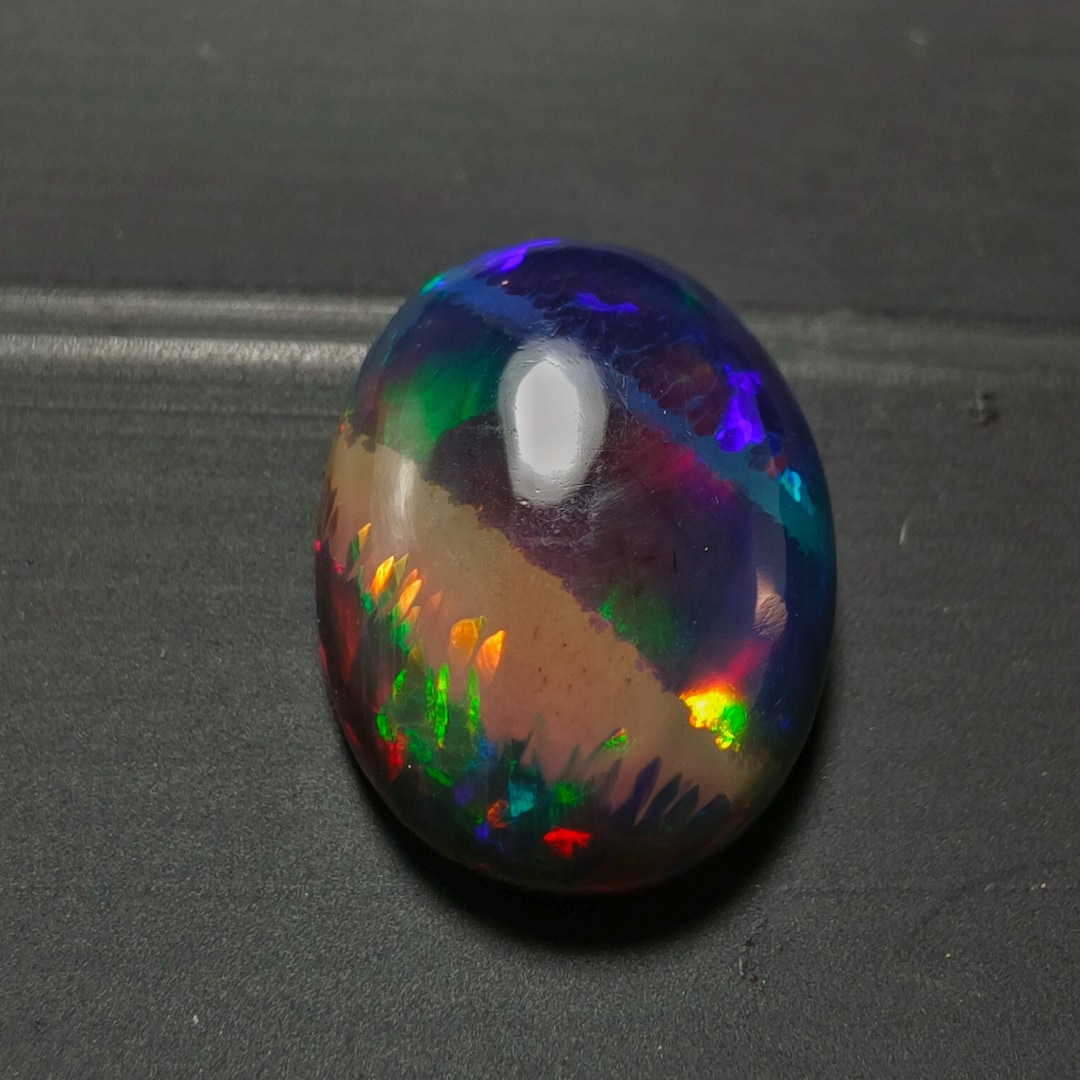 Genuine Natural Black Opal / Rare Black Polish Opal / 8 CT Multi Welo ...