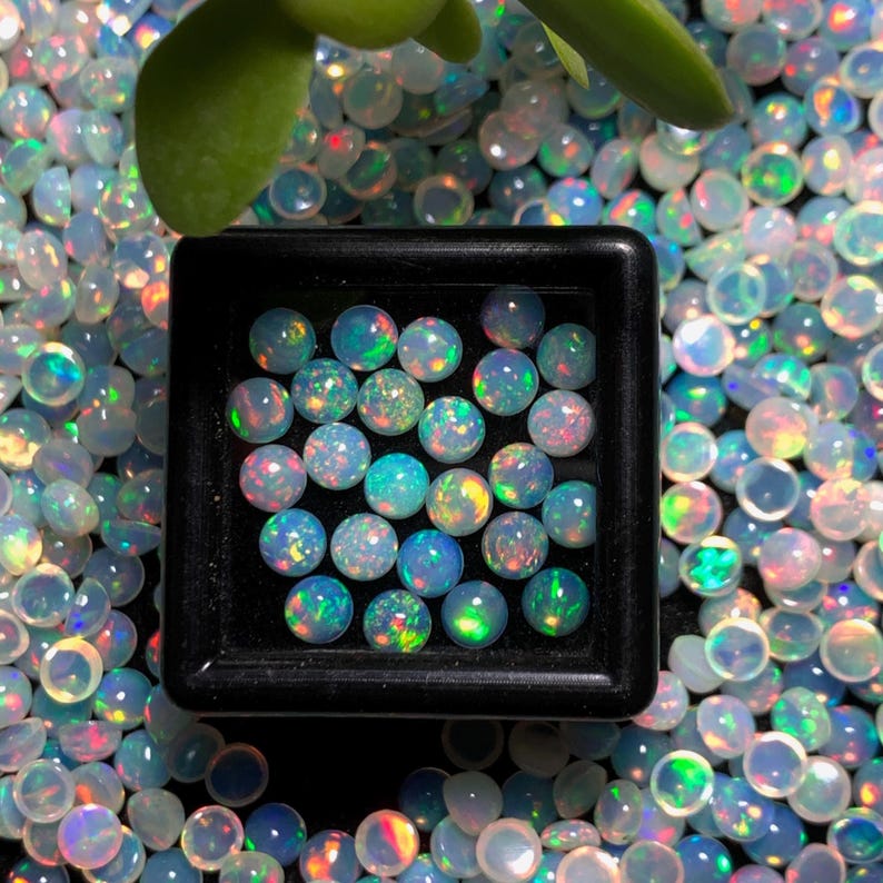 Ethiopian Fire Opal Loose Round Shape Cabochon Opal Lot 3mm 4mm 5mm 6mm ...