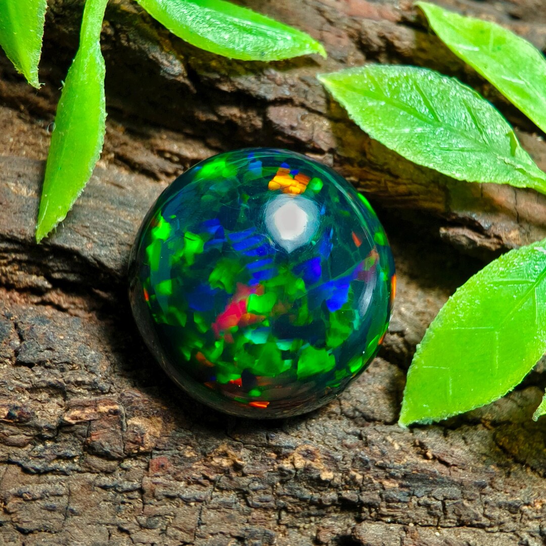 13.45 CT Rare Black Opal Cabochon Natural Ethiopian Opal Round Shape ...
