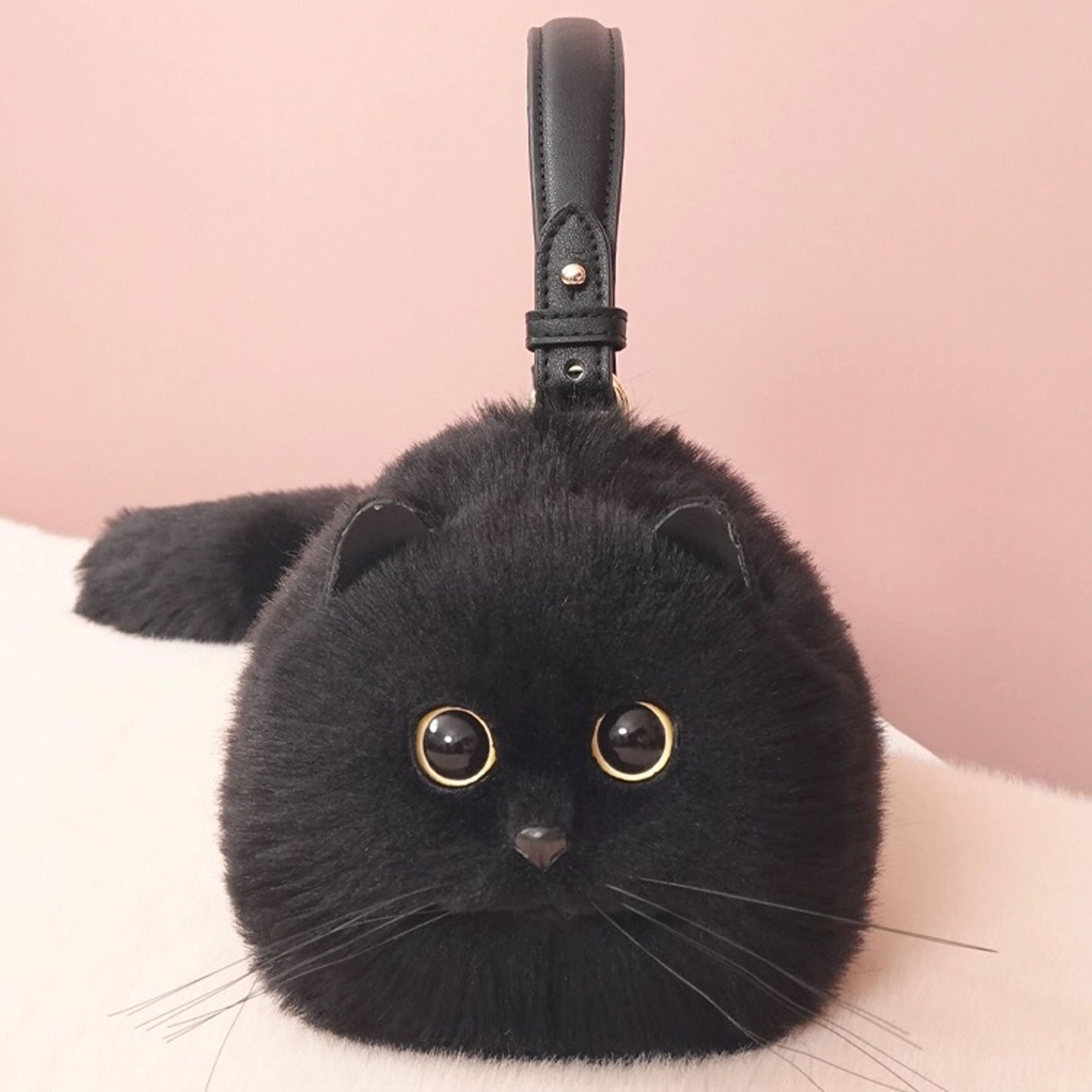 Black Cat Handbag/crossbody Bag/faux Fur/cat/animal Shaped Bag/black ...