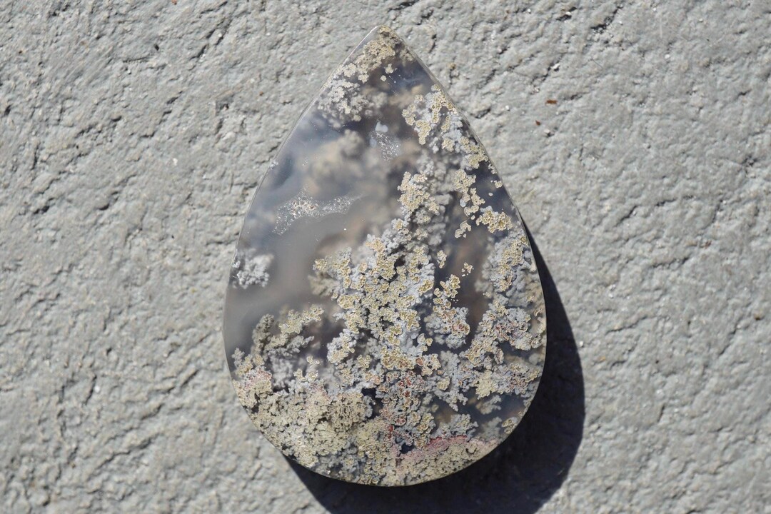 Teardrop Shape Java Moss Agate Natural Cabochon Jewelry Flat Back ...