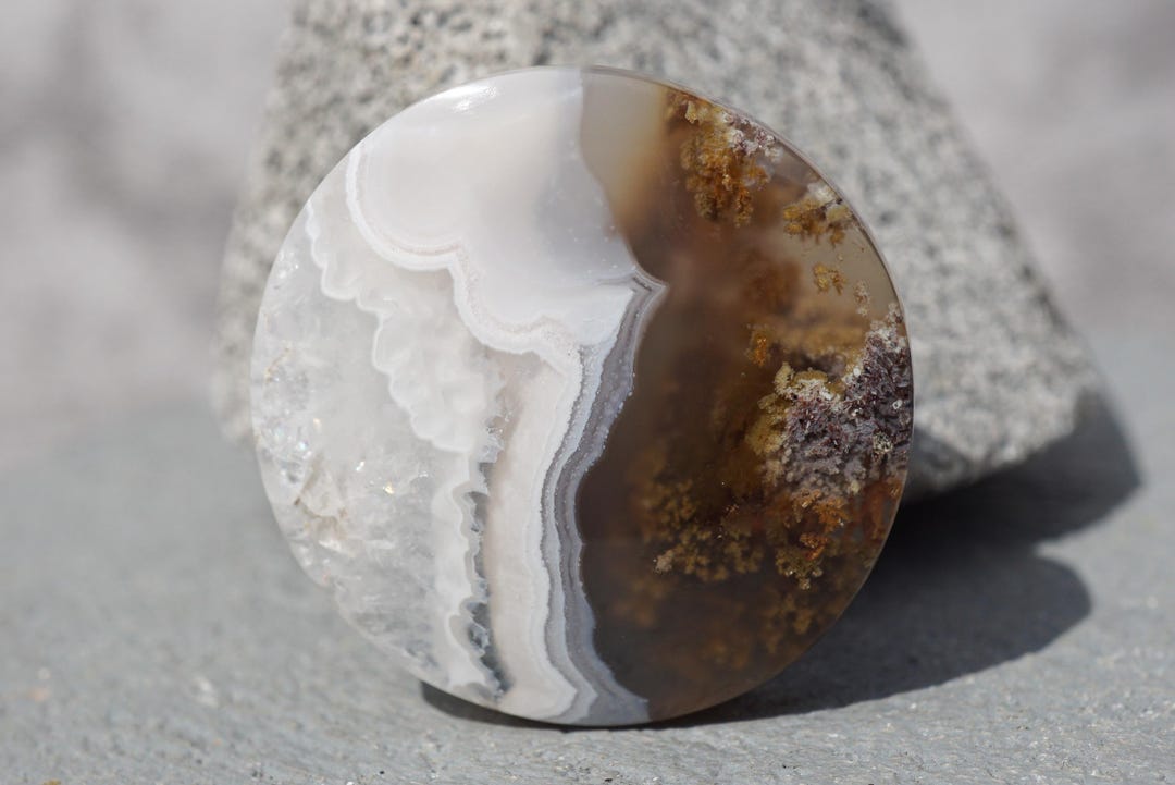 Orbicular White Banded Moss Agate Cabochons Gemstone Jewelry Agate ...