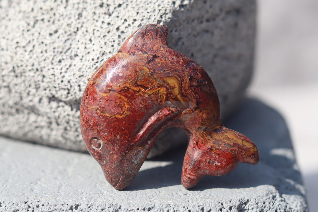 Material Indonesian Jasper Dolphin Shape Carvinv Polished Flat Back ...