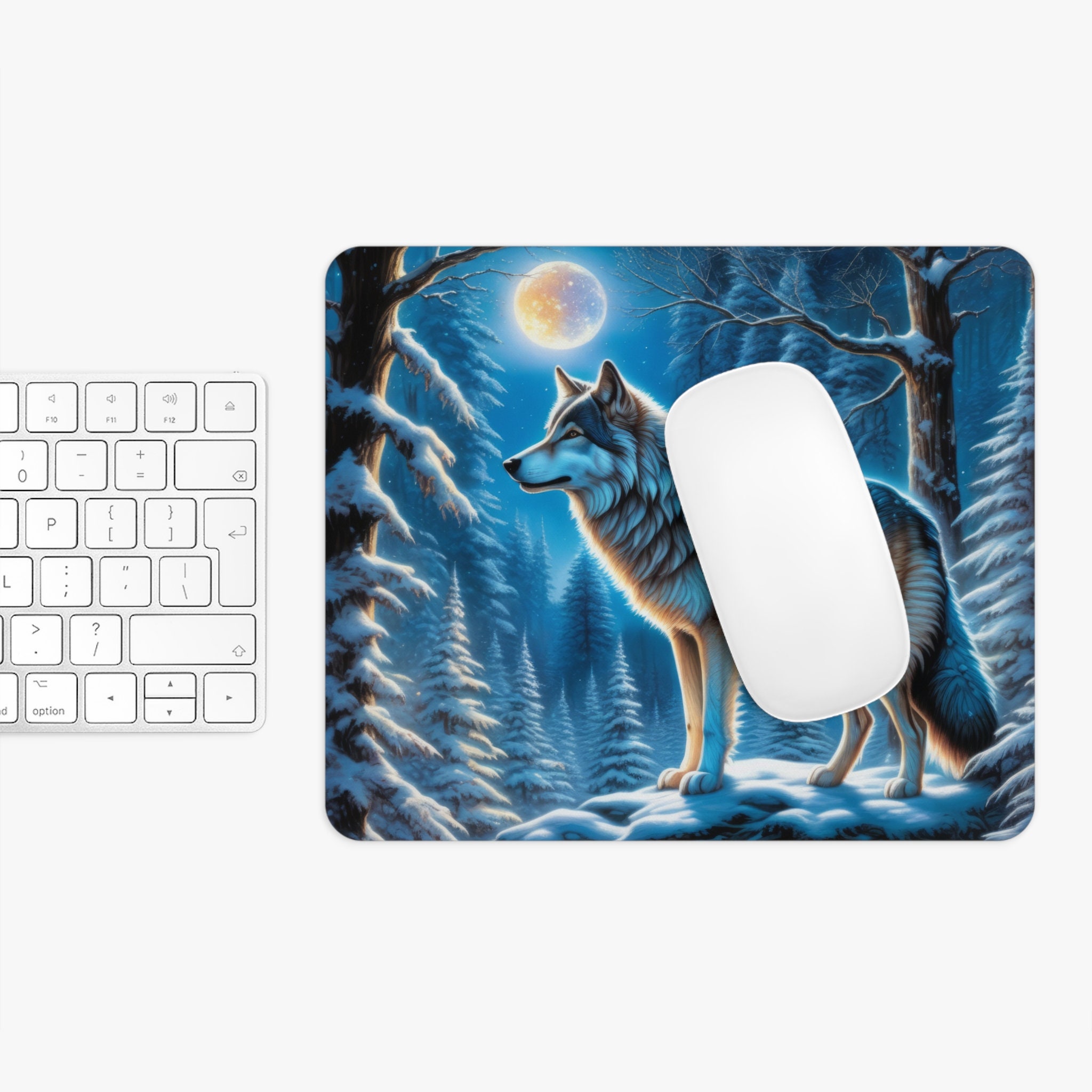 Grey Wolf Mouse Pad, Blue Mousepad, Fathers Day Gift for Him, Dad Men ...