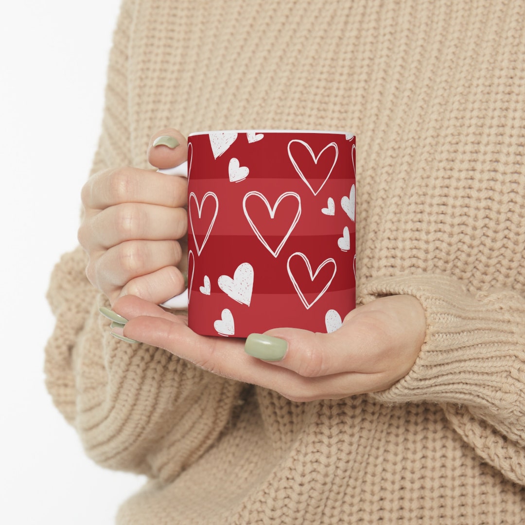 Red Hearts Valentines Day Coffee Mug Valentines Day Coffee Cup Friend
