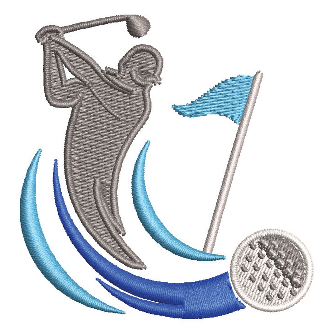 Download Swinging Golf Player Embroidery Design for Towel, Shirt, Bag ...