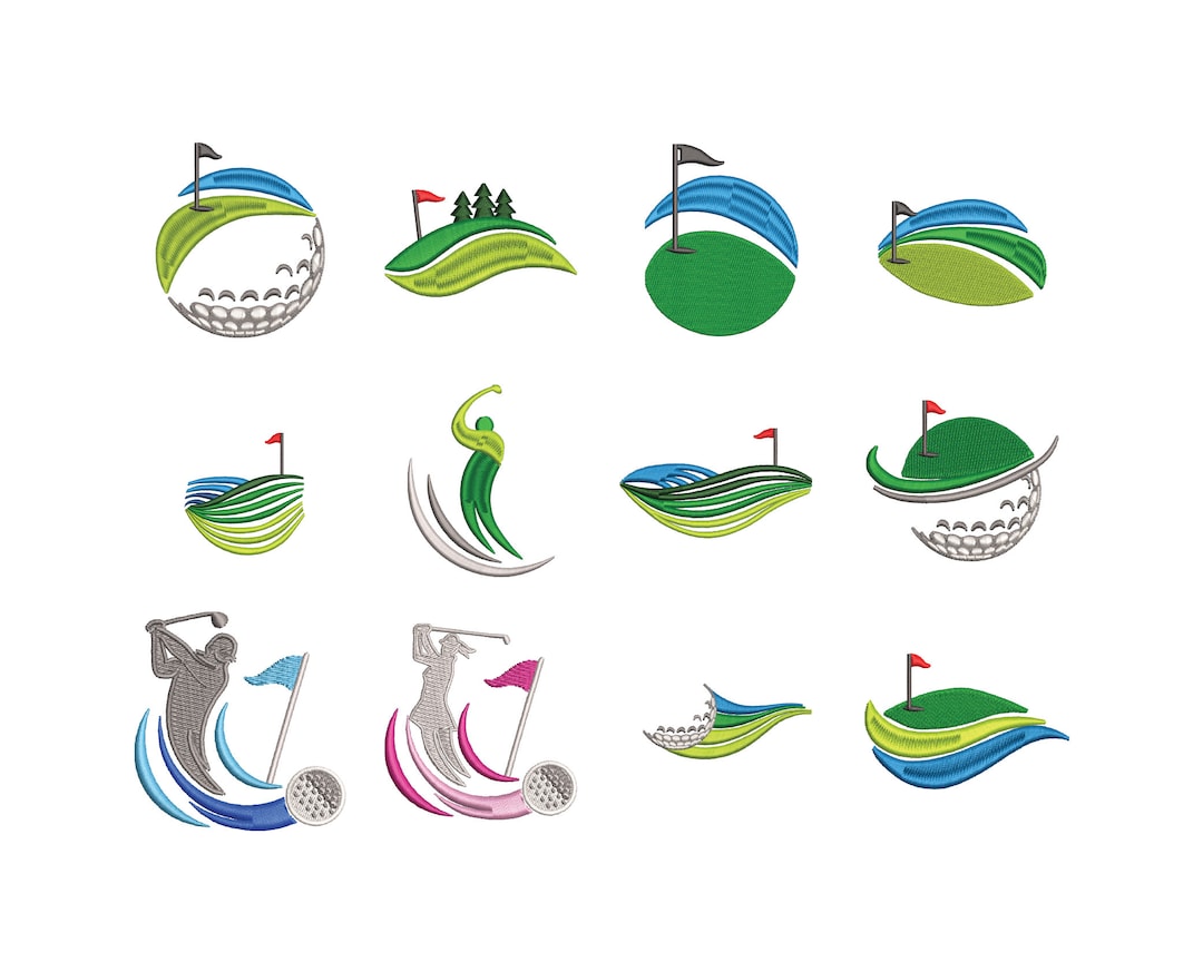 Download 12 Designs Golf Package Logos Embroidery Design for Towel ...