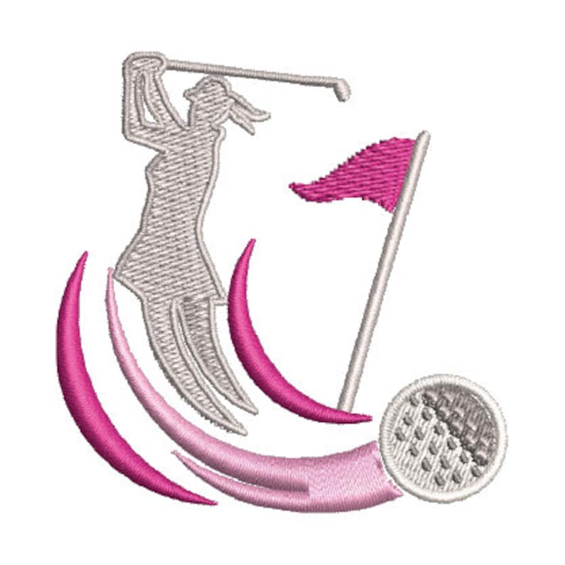 Download Swinging Lady Female Golf Player Embroidery Design for Towel ...