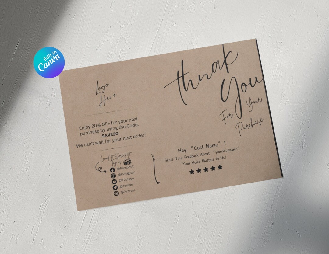 Thank You Cards, Thank You Package Insert, Modern Business Thank You ...