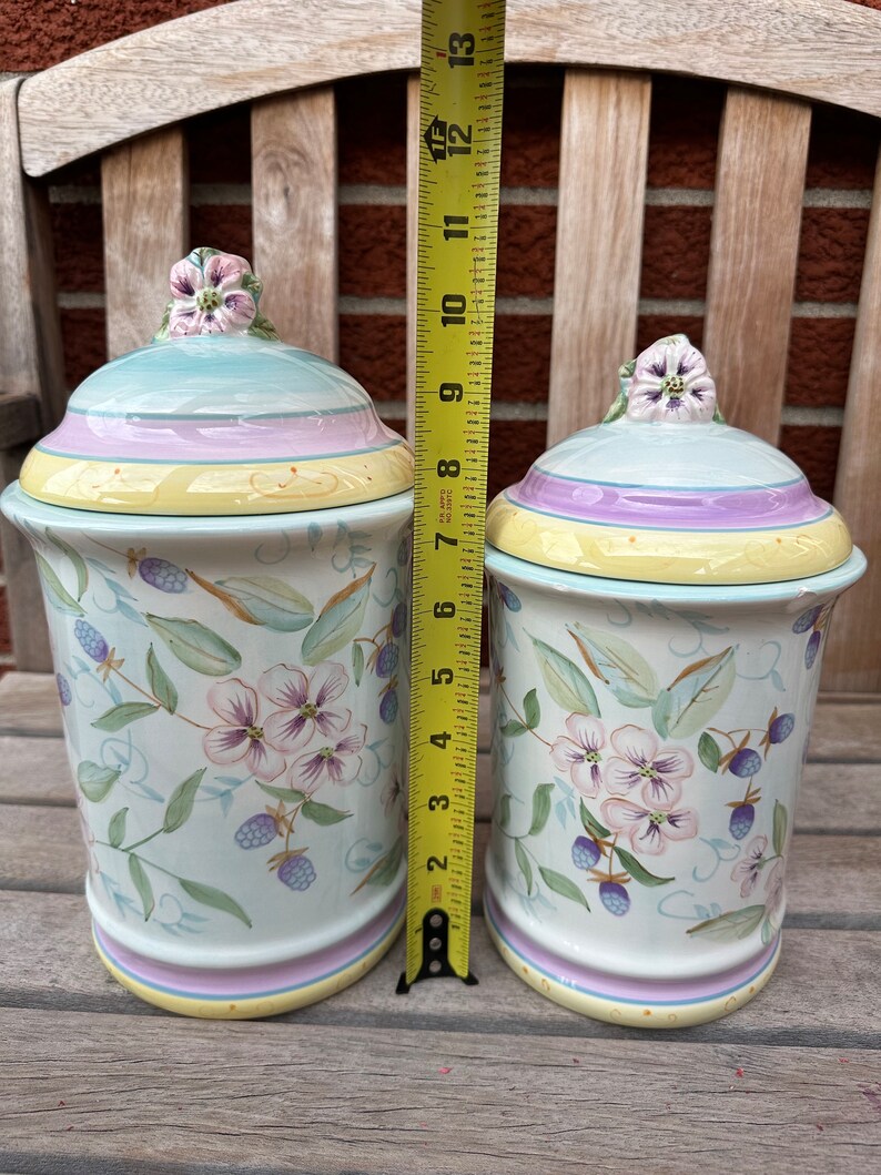 Capriware Ceramic Sealing Canister Set / Flower & Berry Design #15 - Etsy