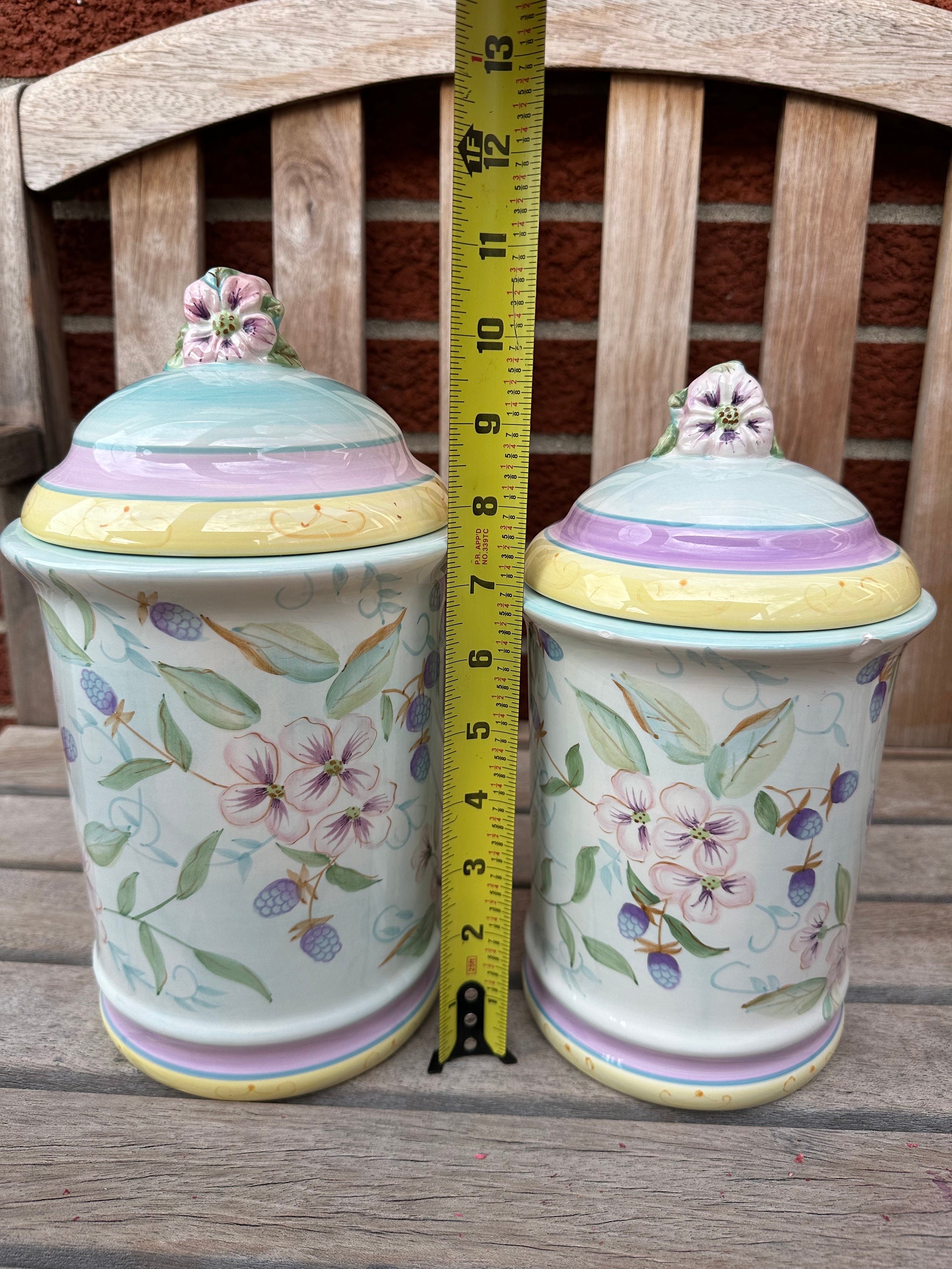 Capriware Ceramic Sealing Canister Set / Flower & Berry Design #15 - Etsy