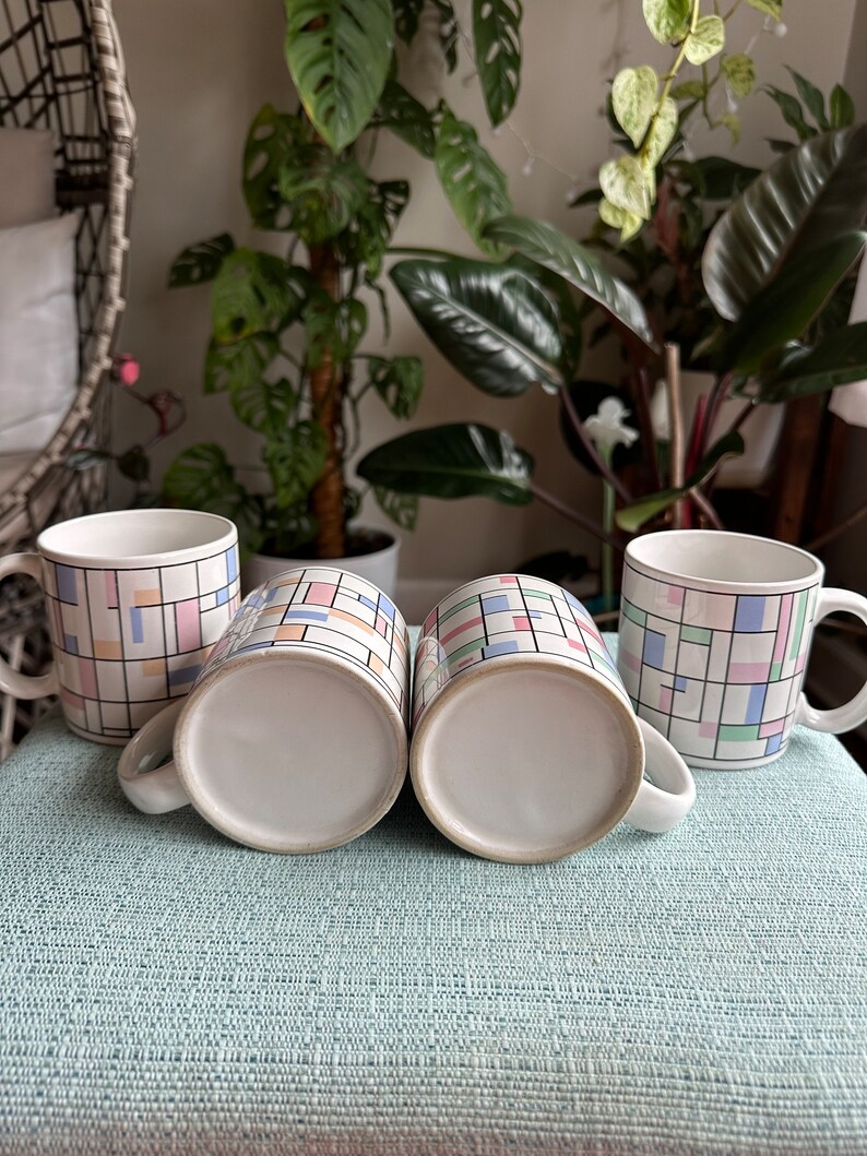 Vintage Coffee Mug Post Modern Linear Color Block Design - Etsy