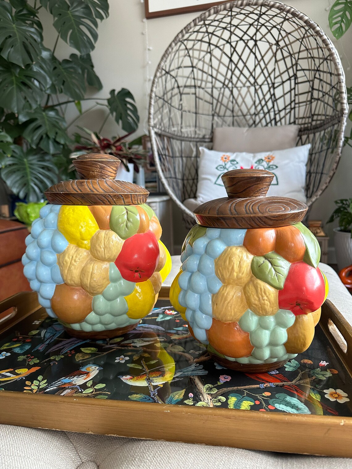 Vintage Ceramic Fruit Cookie Jar Set of 2 - Etsy