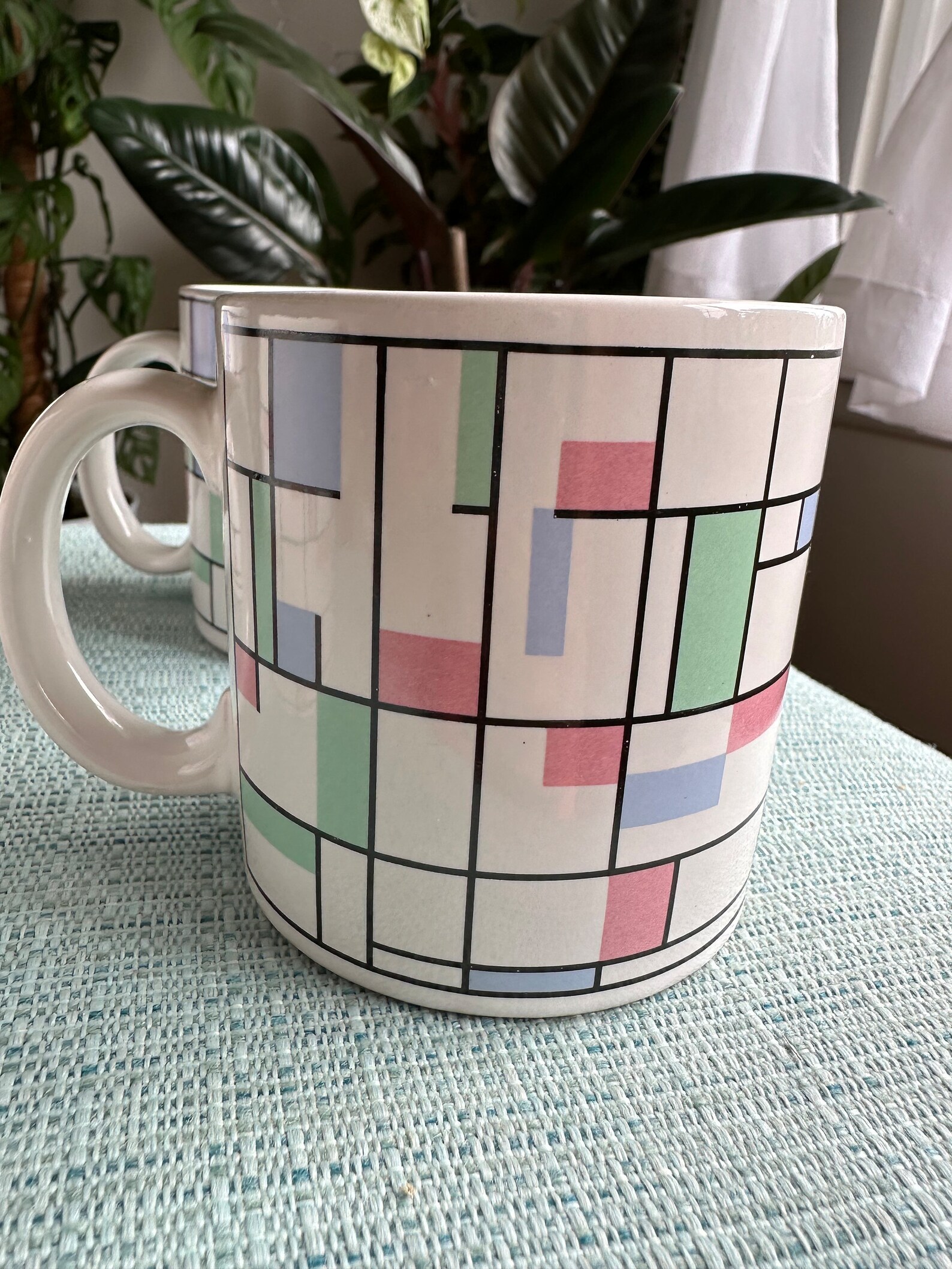 Vintage Coffee Mug Post Modern Linear Color Block Design - Etsy