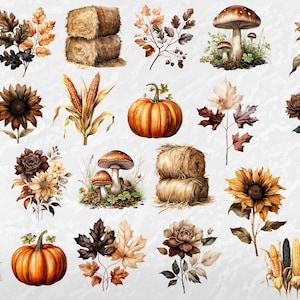 Cozy Autumn Watercolor Clipart, Falling Leaves, Thanksgiving, Halloween ...