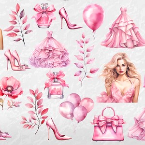 Pink Doll Watercolor Clipart, Pink Girly PNG Clipart - Etsy