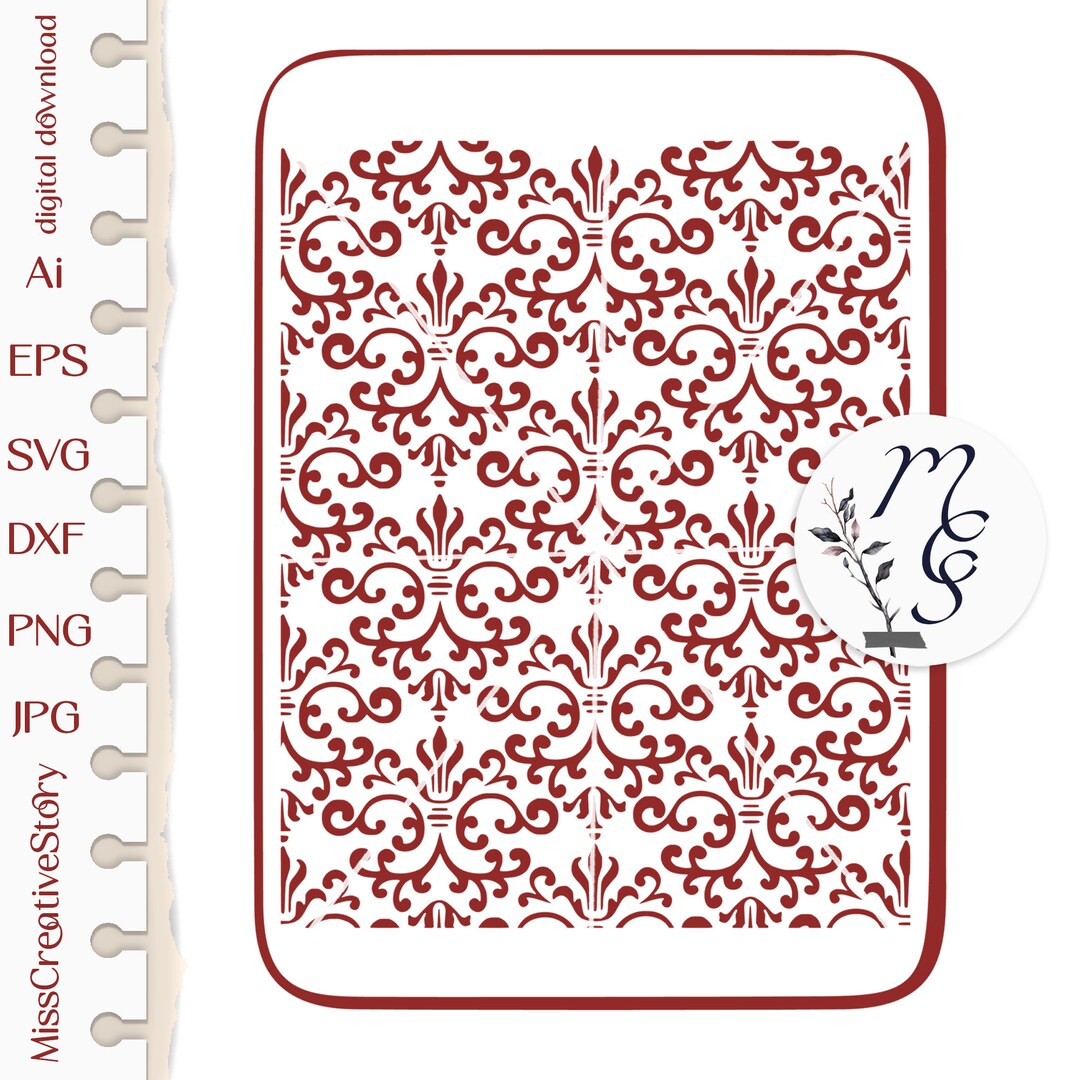 Stencil Damask Pattern Svg, Stencil Background, Files for Cricut ...
