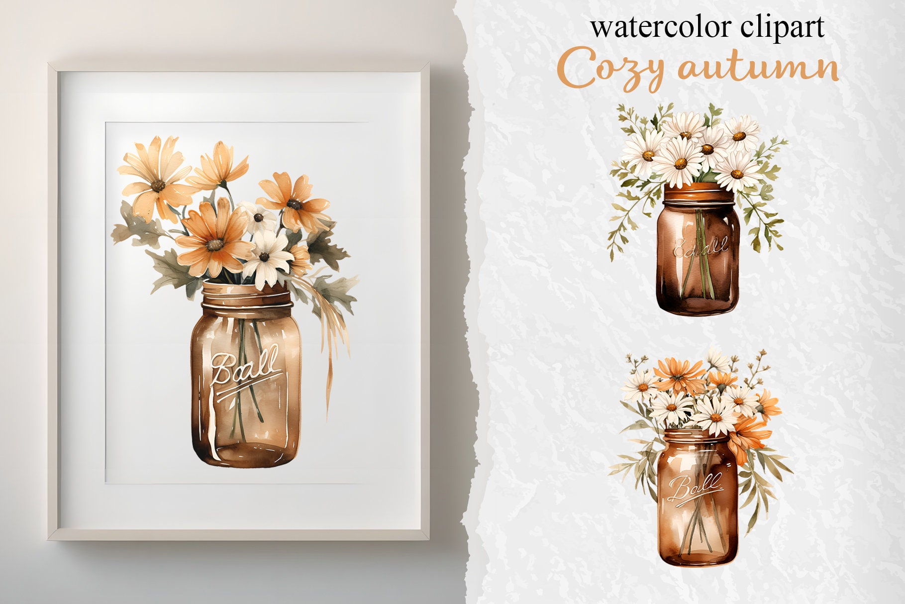 Cozy Autumn Watercolor Clipart, Falling Leaves, Thanksgiving, Halloween ...