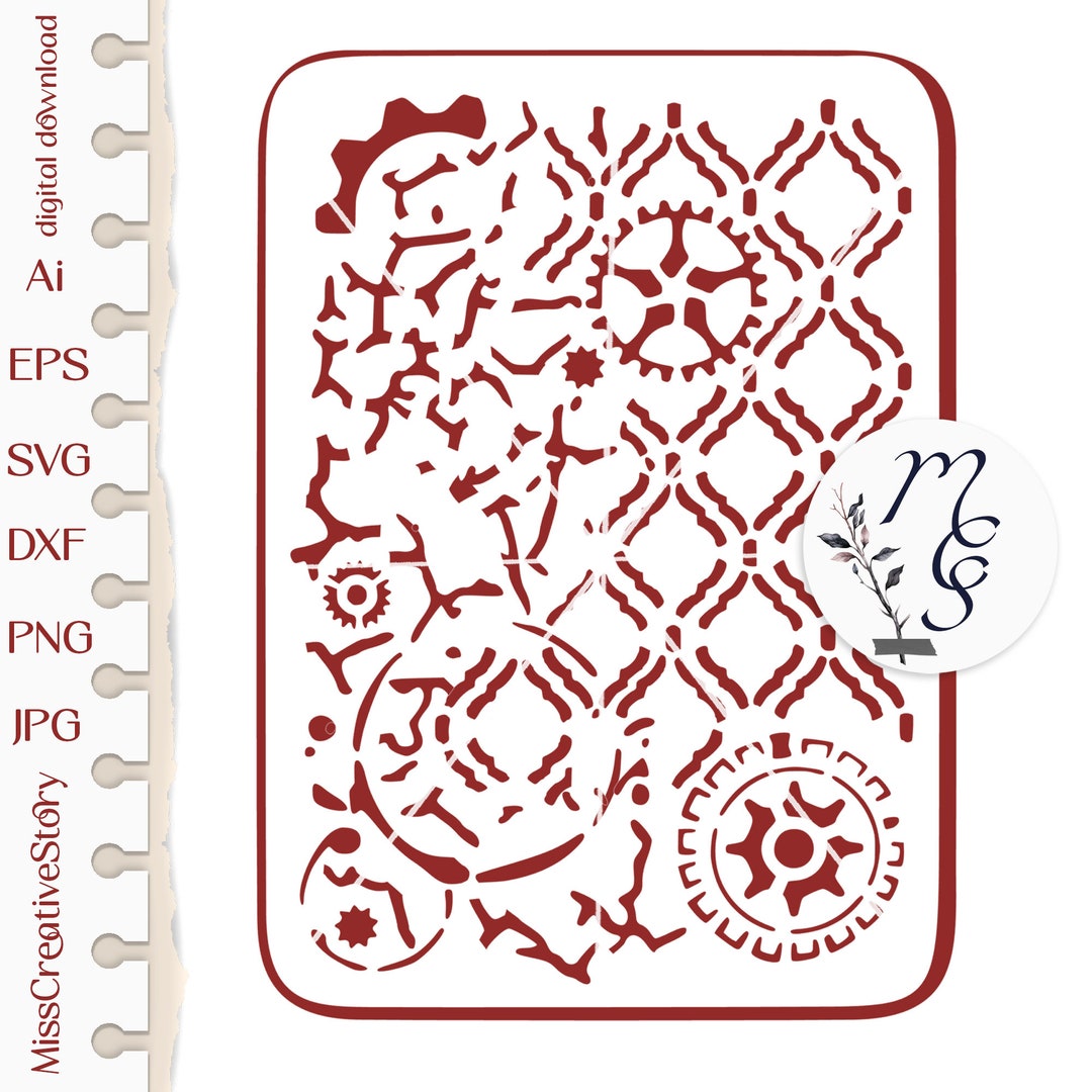Stencil Steampunk Svg, Gear, Stencil Background, Files for Cricut ...