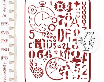 Stencil Steampunk Svg, Stencil Clock Svg, Stencil Keys Svg, Files for ...