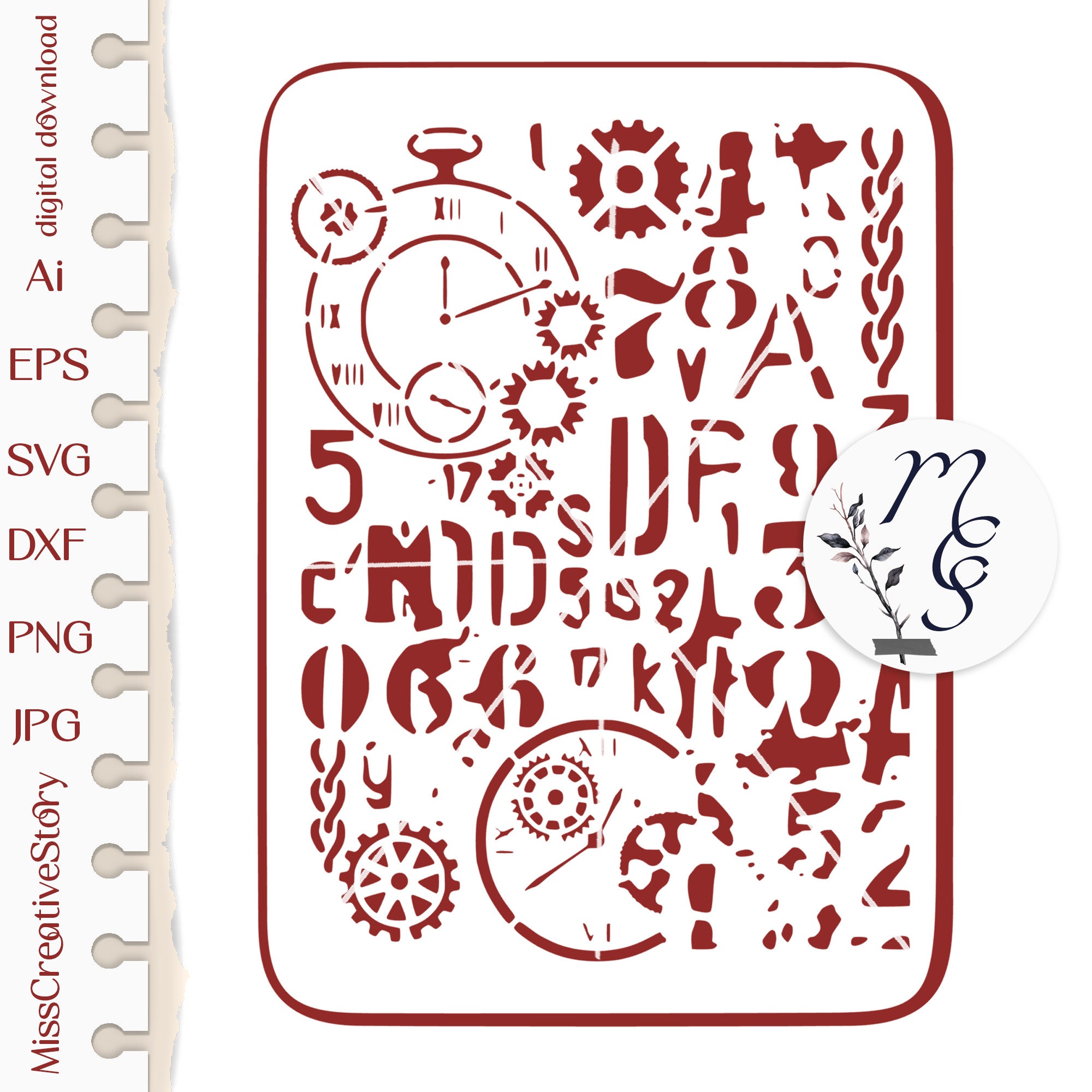 Stencil Steampunk Svg, Stencil Clock, Files for Cricut, Silhouette ...