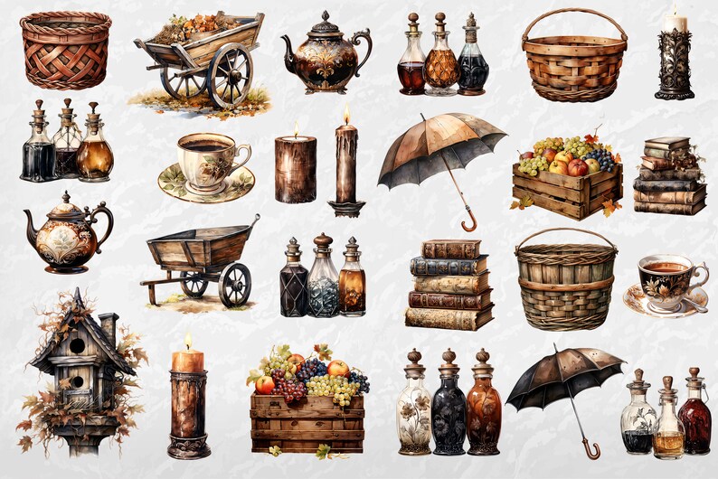 Cozy Autumn Watercolor Clipart, Falling Leaves, Thanksgiving, Halloween ...