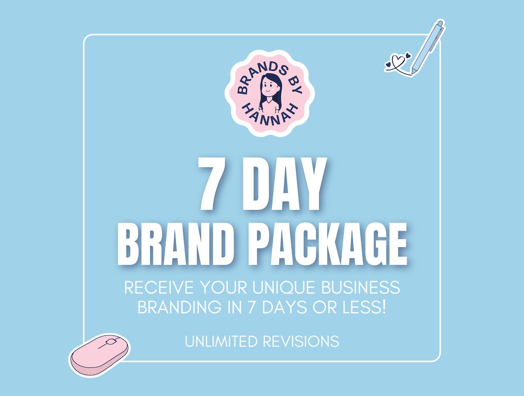 7 Day Brand Package, Small Business Brand Design Kit, Custom Logo ...