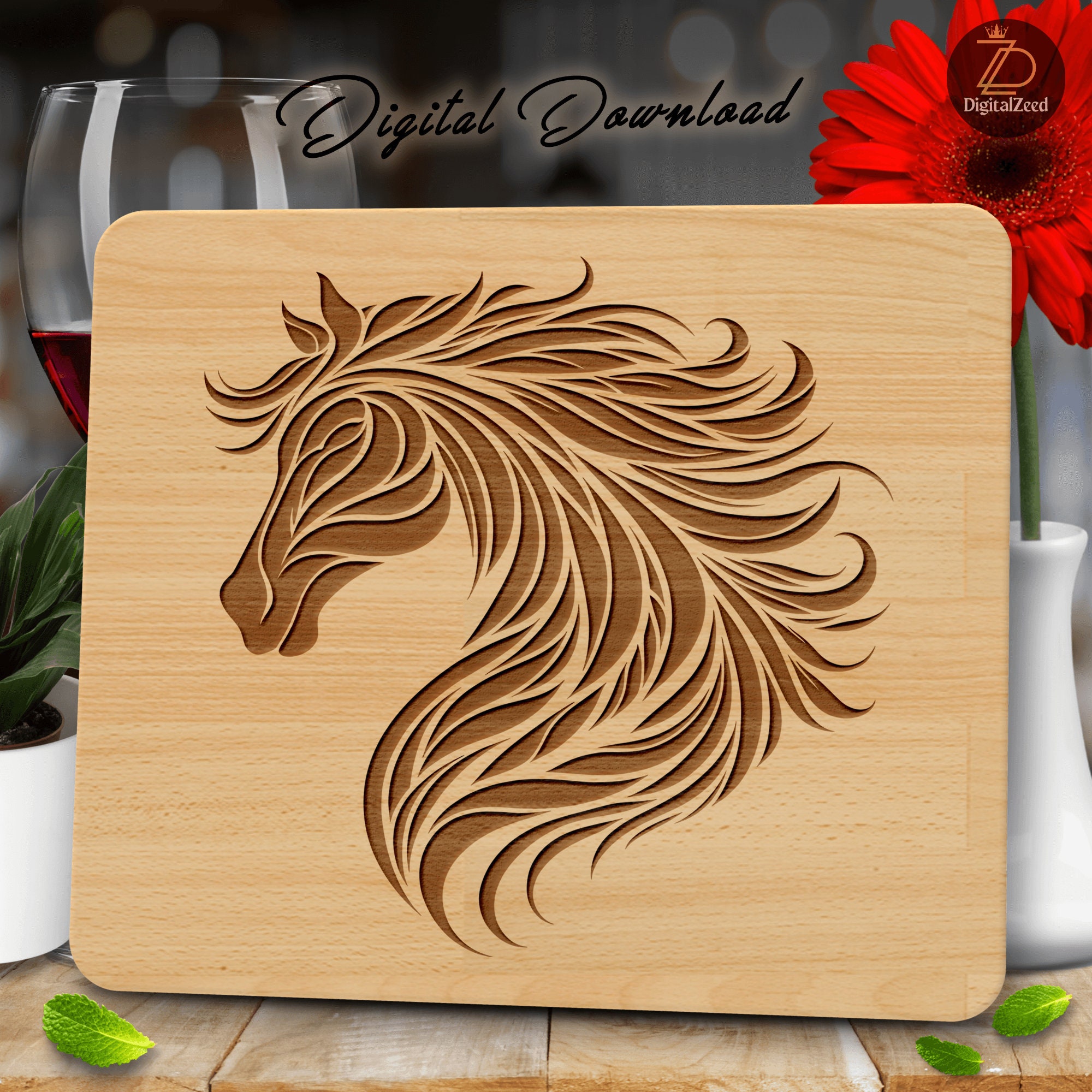 Horse Laser Engraving Files SVG, Horse Vector Design, Chopping Board ...