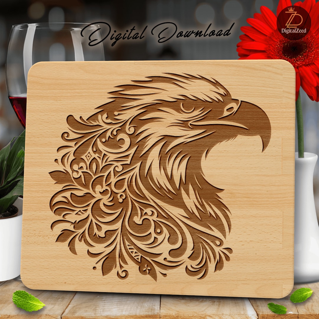 Floral Eagle Laser Engraving SVG: Charcuterie Board Design (digital ...