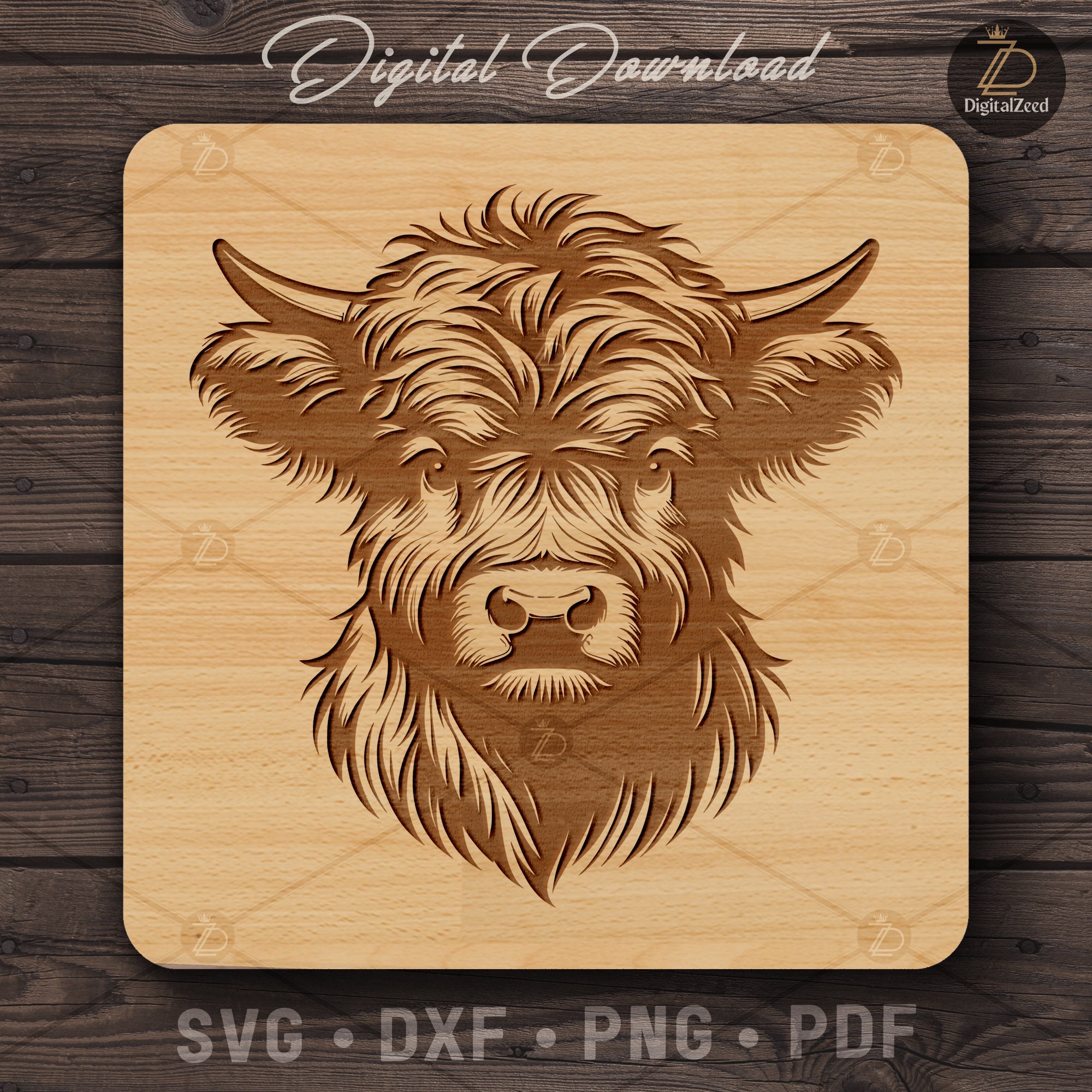 Cute Highland Cow SVG, Laser Engraving Cut Files, Cow Charcuterie ...