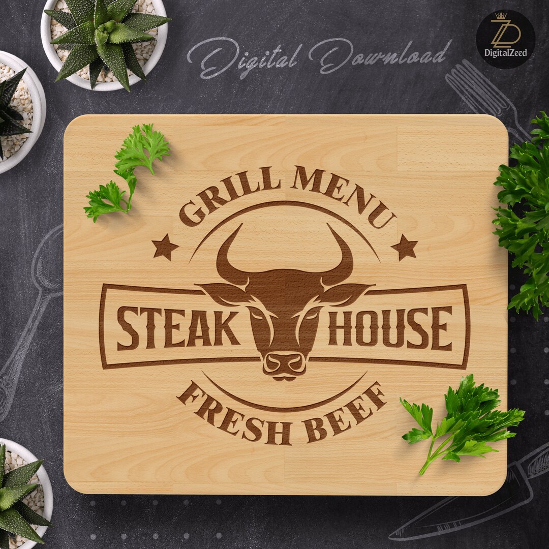 Grill Menu Steak House Fresh Beef Svg, Laser Engraving File Svg ...