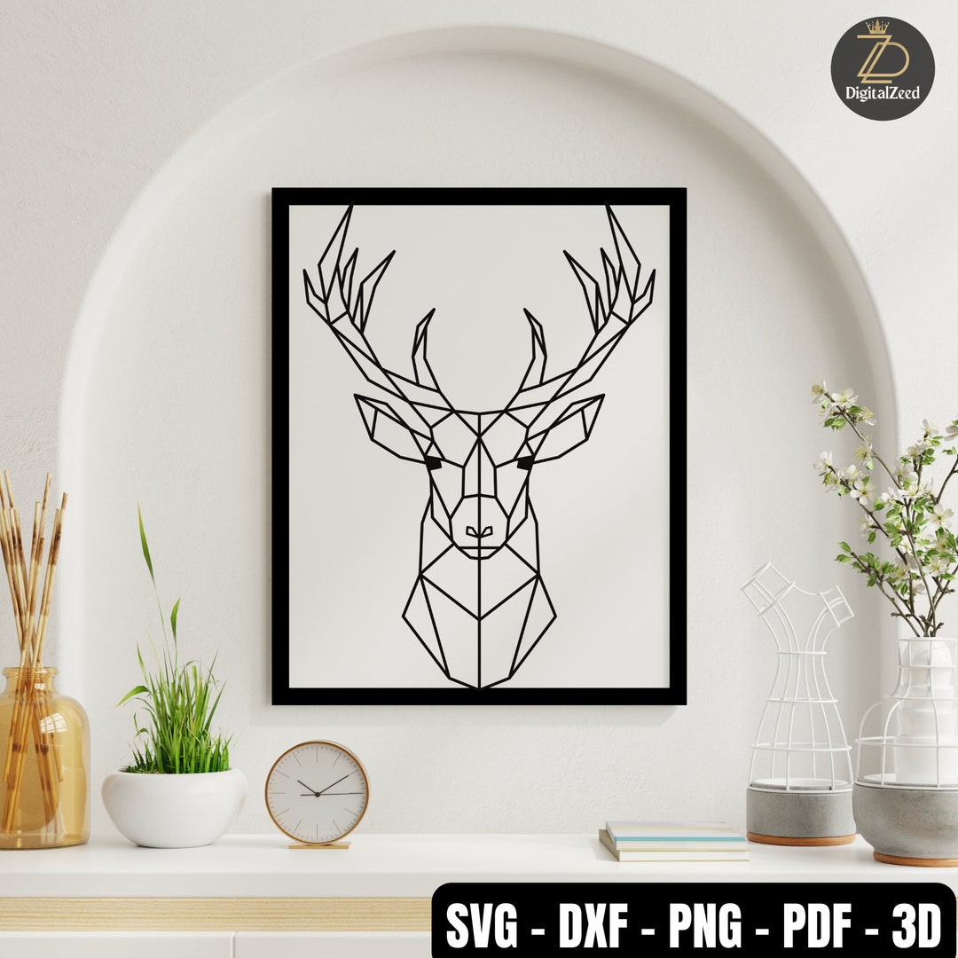 Deer Geometric Wall Art Laser Cut File, Plasma Cut File, Wall Art Dxf ...