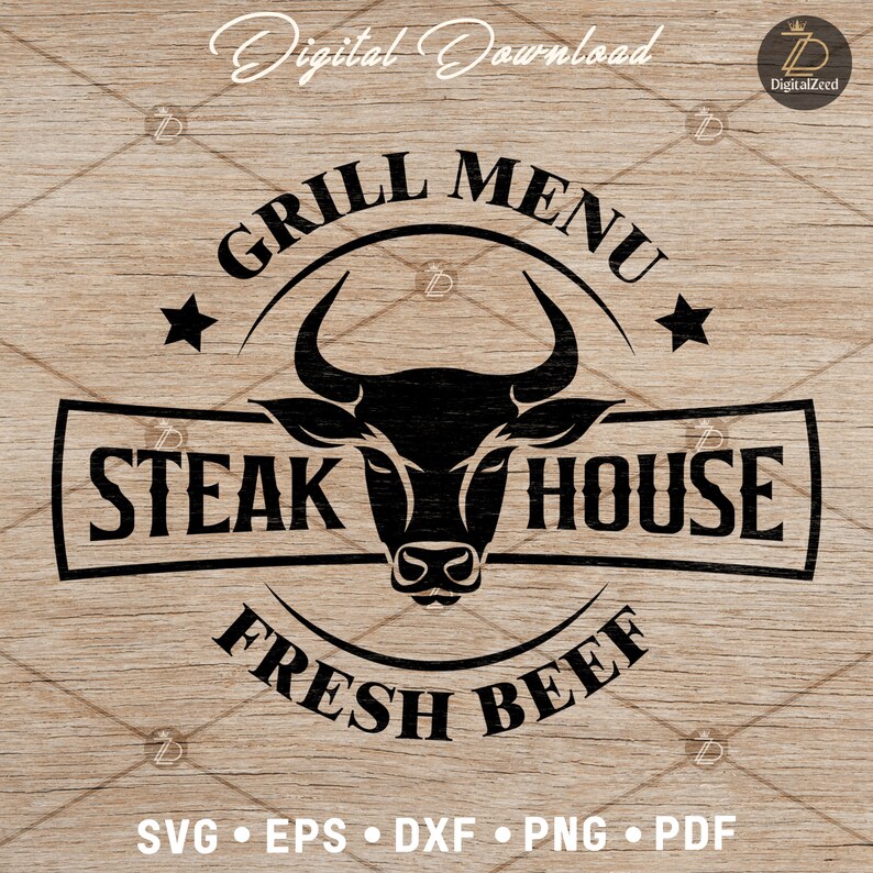 Grill Menu Steak House Fresh Beef Svg, Laser Engraving File Svg ...