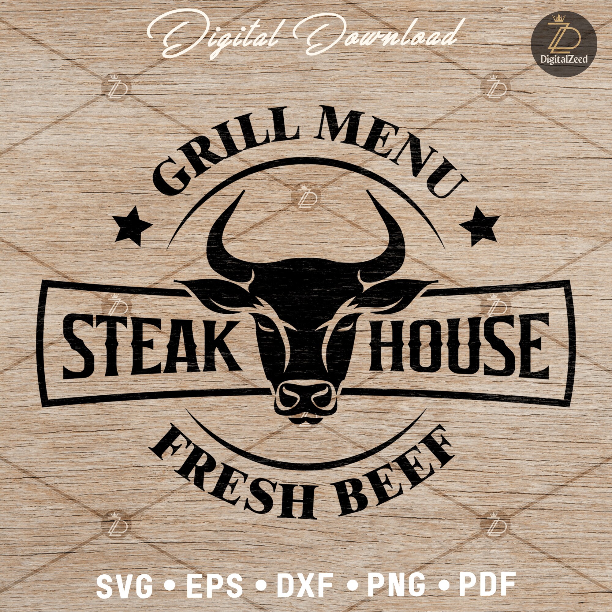 Grill Menu Steak House Fresh Beef Svg, Laser Engraving File Svg ...