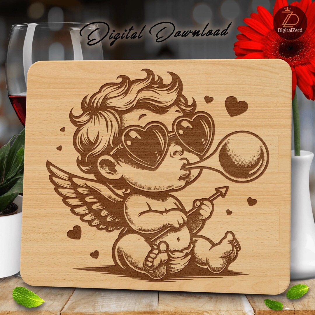 Cupid Valentine Blowing Bubble SVG, Laser Engraving Cupid Files, Cupid ...