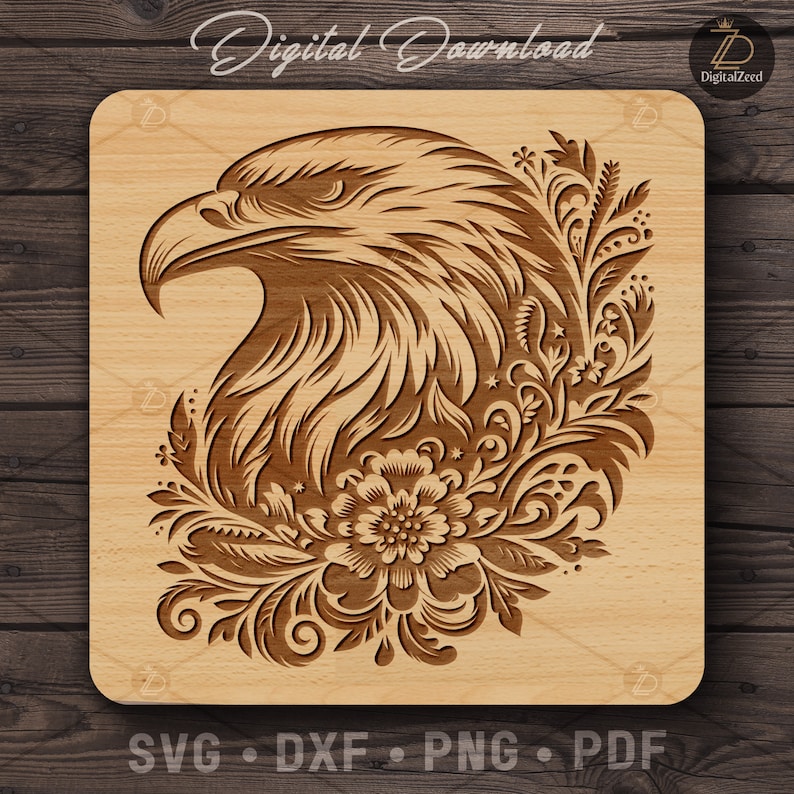 Eagle Floral Laser Engraving Files SVG, Eagle Charcuterie Design ...