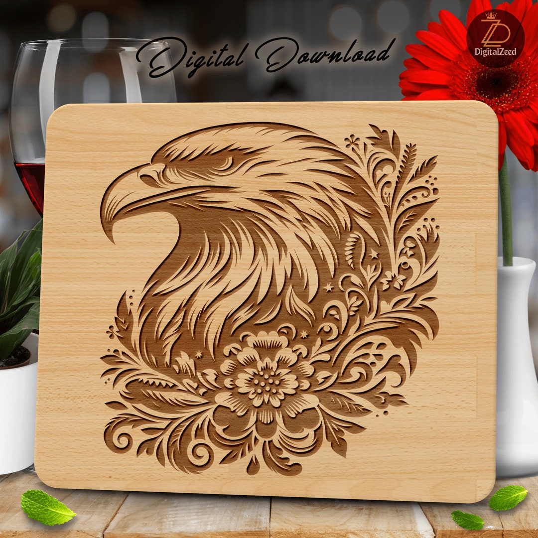Eagle Floral Laser Engraving SVG File: Charcuterie Board Design ...