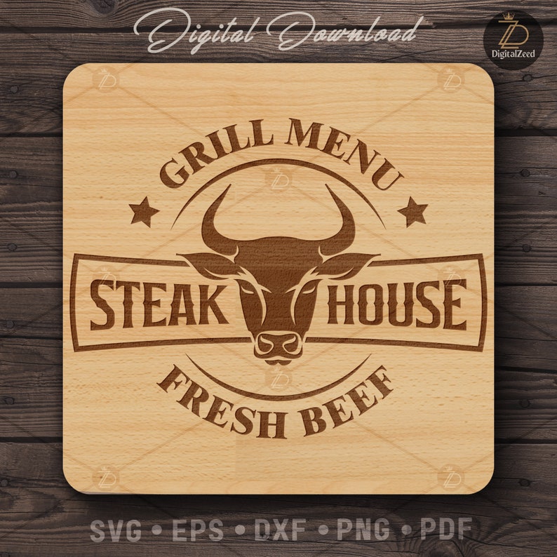 Grill Menu Steak House Fresh Beef Svg, Laser Engraving File Svg ...