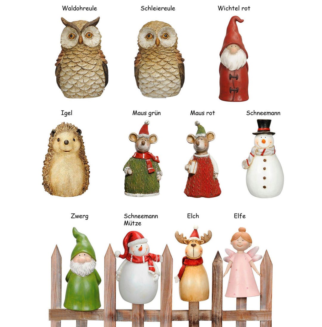 Zaunhocker Zaunfigur Elfe Zwerg Schneemann Elch aus Polyresin, H - 16 ...