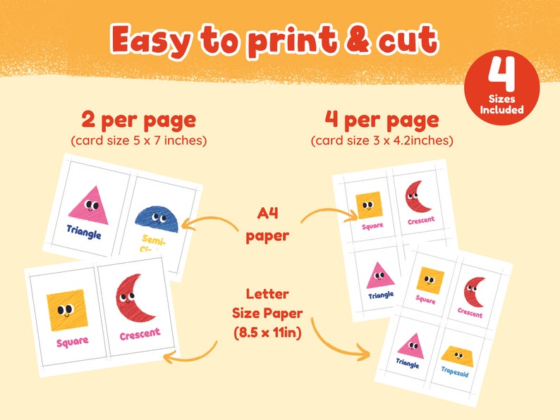 Fun Shapes Flashcards Preschool Material Geometric Flash Cards ...