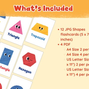 Fun Shapes Flashcards Preschool Material Geometric Flash Cards ...