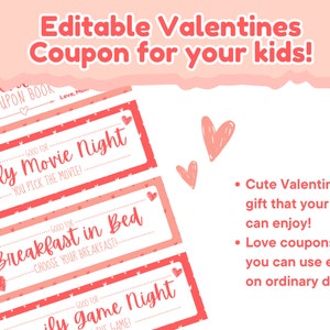 Valentine Love Coupon Voucher Book Printable Template Gift for Kids ...