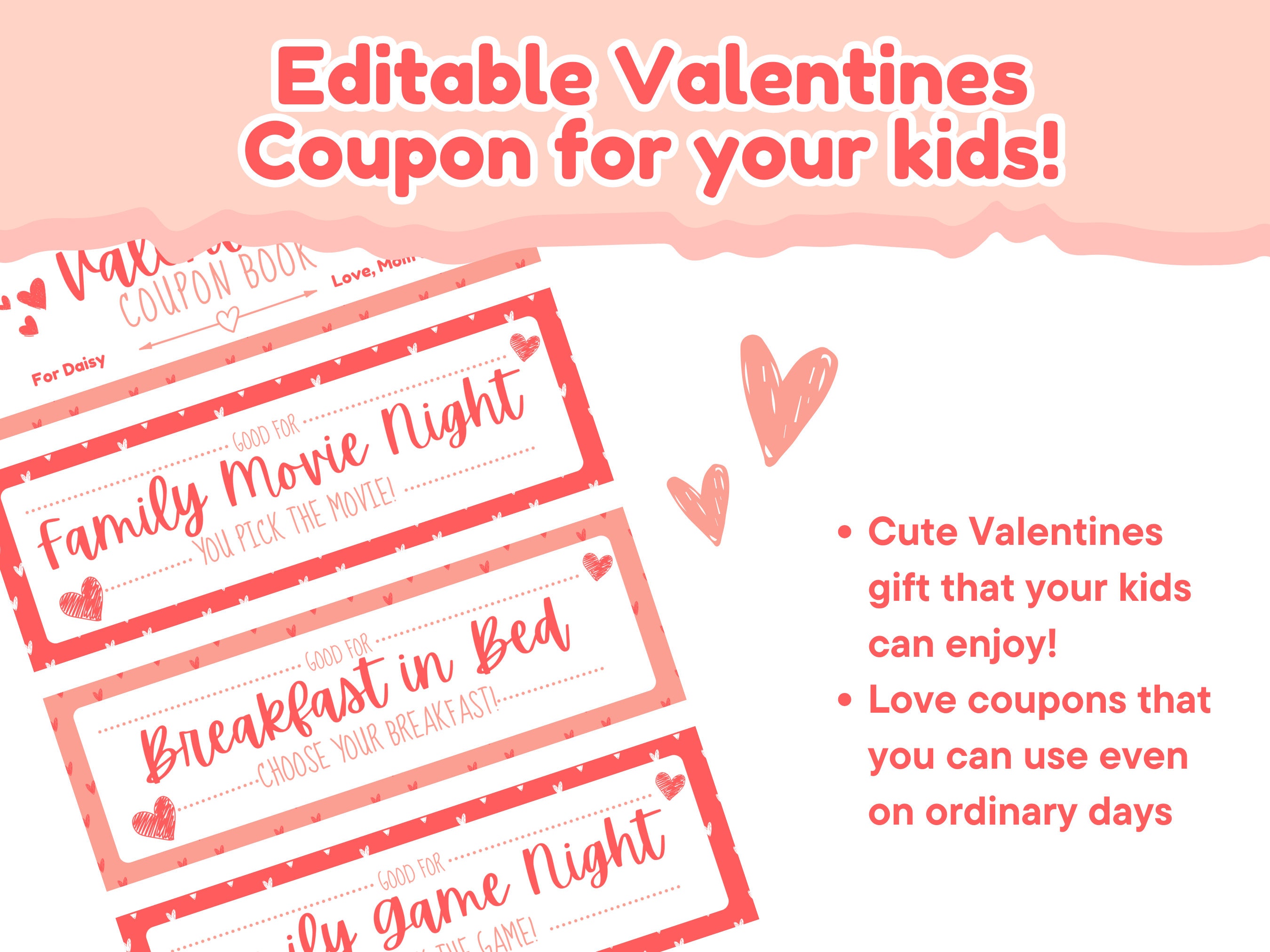 Valentine Love Coupon Voucher Book Printable Template Gift for Kids ...