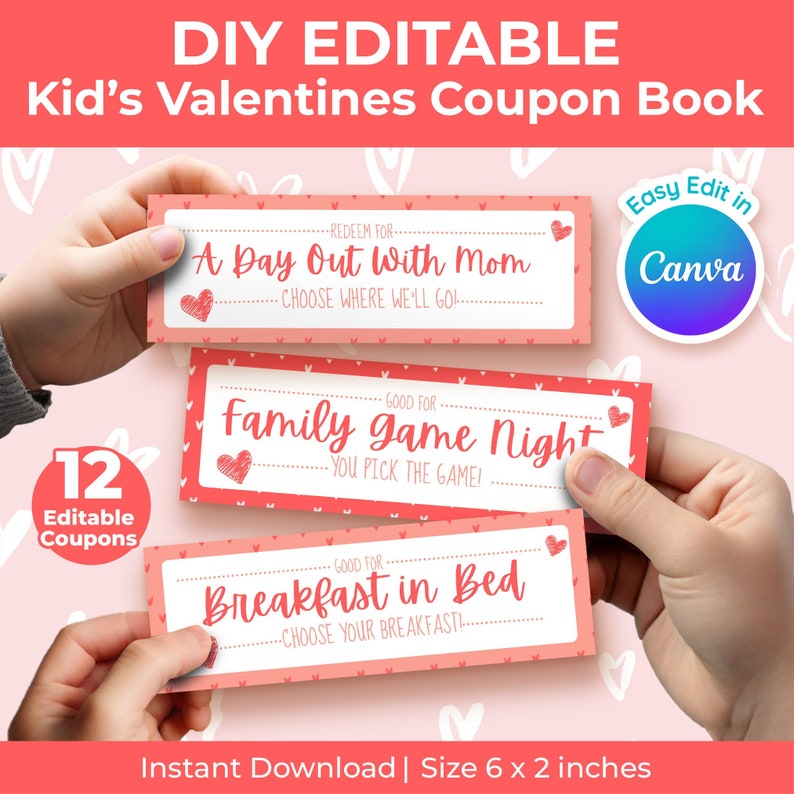Valentine Love Coupon Voucher Book Printable Template Gift for Kids ...